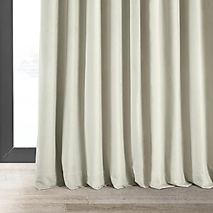 HPD Half Price Drapes Signature Velvet Thermal Blackout Curtains for Living Room 96 Inch Long (1 Panel) Rod Pocket Insulated Blackout Curtains for Bedroom Window Curtains, 100W x 96L, Off White