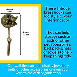 Knobs By Blossom Vintage Antique Brass Iron Wall Hooks Tie Backs Bronze Handmade Metal Animal Hook (8. Sleeping Fox), TFVSAH