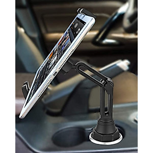 woleyi Universal Cup Holder Tablet Mount for Car Vehicle, Truck, Treadmill, Wheelchair, Golf Cart, Boat and More Cupholder for iPad Pro/Air/Mini, Galaxy Tabs, iPhone, All 4-13" Smartphones and Tablets