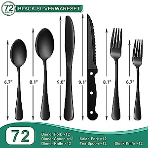 73-Piece Silverware Set with Flatware Drawer Organizer, AIKWI Stainless Steel Cutlery Set Service for 12, Tableware Eating Utensils with Steak Knives, Dishwasher Safe, Mirror Polished & Heavy Duty