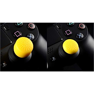 for PS5, PS4, PS3, Switch Pro, Xbox one, Xbox 360, Wii U, PS2 Controller Analog Stick Thumbsticks Joystick Cap Rubber Cover Silicone Thumb Grip Cap Joystick Thumbstick Replacement (Pack of 8 Yellow)