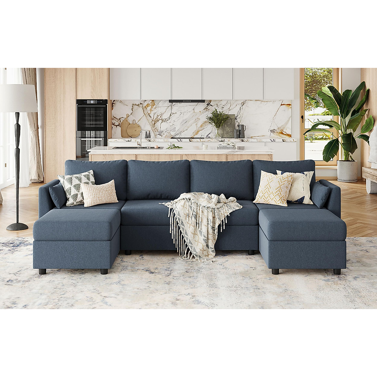 Huatean Home Modular Sectional Sofa, 6 Seat Modular Couch with Storage, Memory Foam, Convertible Sectional Couches for Living Room, U Shaped Comfy Modular Sofa with Chaise, Dark Grey