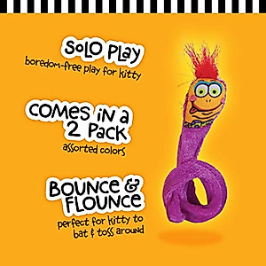 Doskocil Bamboo Pet CAM650037 2-Pack Fat Cat Springy Worms Catnip Toy