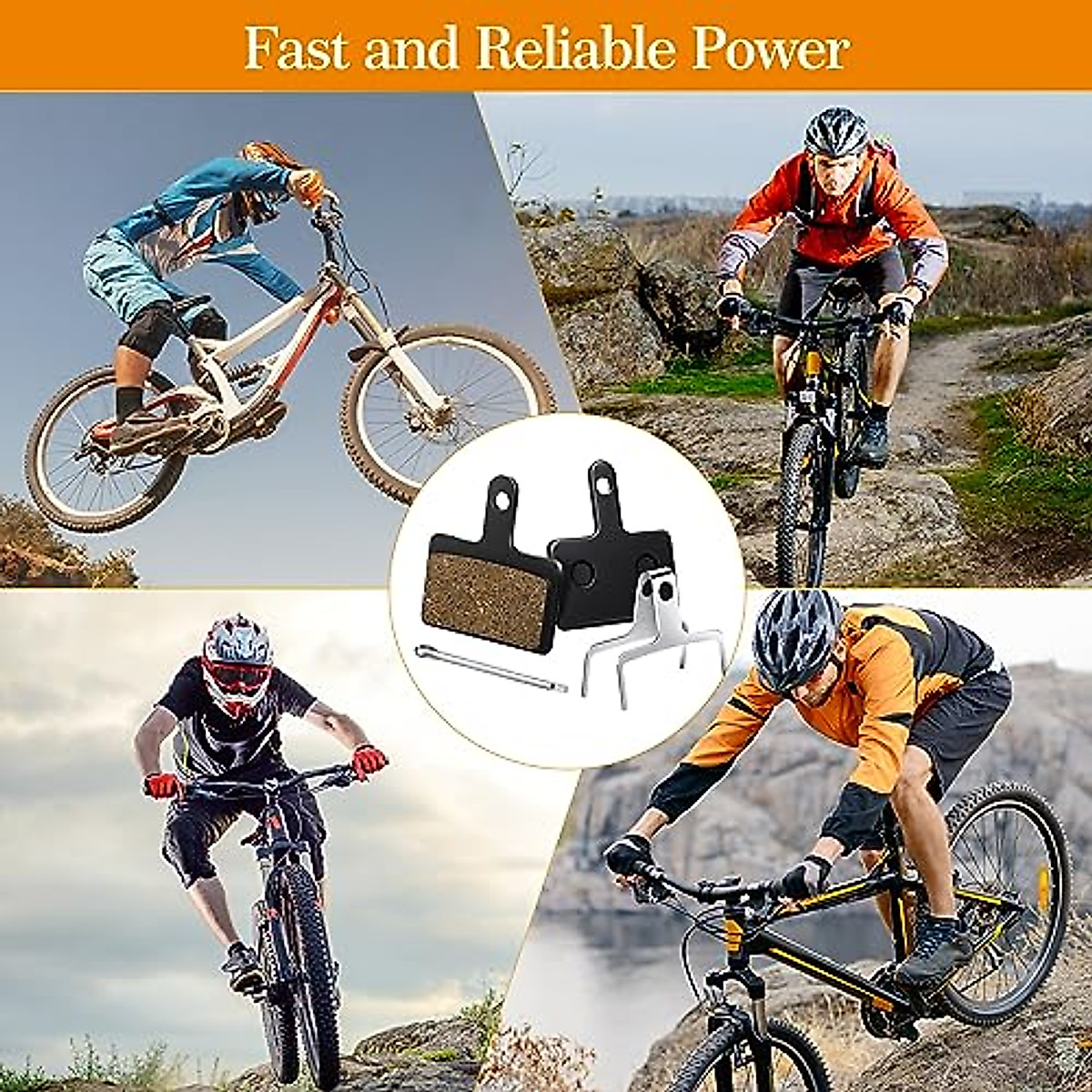 BBTO 16 Pairs Bike Brake Pads Disc Brake Pads with Installation Tools Bicycle Brake Pads for Ebike Mountain Bike (Resin Semi Metallic)