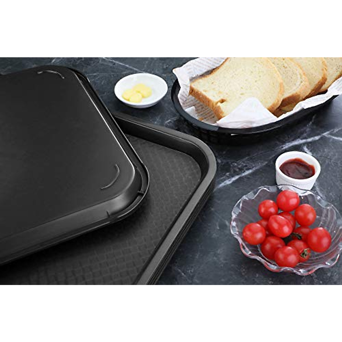 New Star Foodservice 24333 Fast Food Tray, 10.5 x 13.5, Black, Set of 12