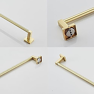 Wall Mounted Towel Rack for Bathroom, Brushed Gold Towel Bar with Stainless Rack and Hand Towel Holder, Bathroom Towel Racks and Shower Towel Rack (Gold, 12 Inch)…