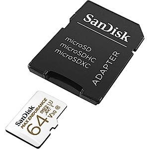 SanDisk MAX Endurance 64GB TF Card MicroSDXC Memory Card for Dash Cams & Home Security System Video Cameras (SDSQQVR-064G-GN6IA) Class 10 Bundle with (1) Everything But Stromboli MicroSD Card Reader