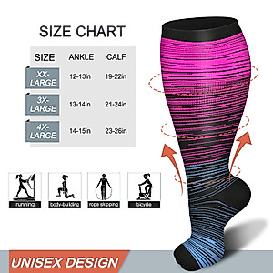 3 Pairs Plus Size Compression Socks for Women and Men Wide Calf Extra Knee High Support for Circulation
