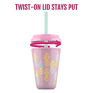 Ello Kids Plastic Reusable Color Changing Cups with Twist on Splash-Proof Lids and Straw, BPA Free, Dishwasher Safe, 12oz, Fruit Pop, 10 Pack