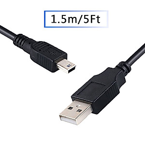 5FT USB AC Adapter Power Supply Charger Cable Cord for OneTouch Verio IQ Blood Glucose Monitoring System Meter with USB Wall Charger and Mini USB Cable(Black)