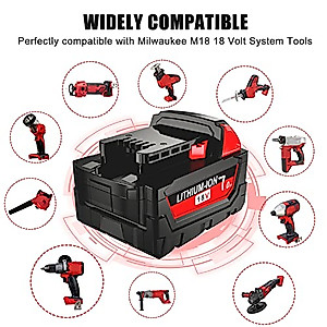 TURPOW Upgraded 7000mAh Replacement for Milwaukee M18 Battery Lithium, Compatible with Milwaukee 18 Volt XC Cordless Tools 48-11-1815 48-11-1820 48-11-1865 48-59-1850 48-11-1828, with 2 Packs Holder
