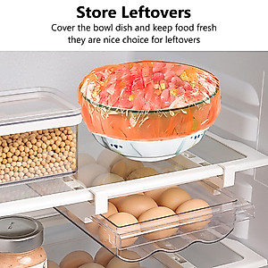 Evenpop 40Pcs Reusable Elastic Food Bowl Storage Covers, Plastic Bowl Covers, Fresh Keeping Bags Food Plastic Wrap, Bowl Covers Stretch Reusable Food Covers for Outside Picnic Kitchen