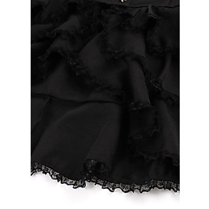 Nihsatin Women Double Breasted Victorian Steampunk Blazer Coat Jacket with Lace Hem