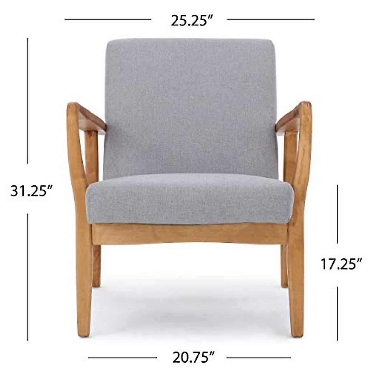 GDF Studio Winford Light Grey Fabric Wood Frame Mid Century Modern Office Chair