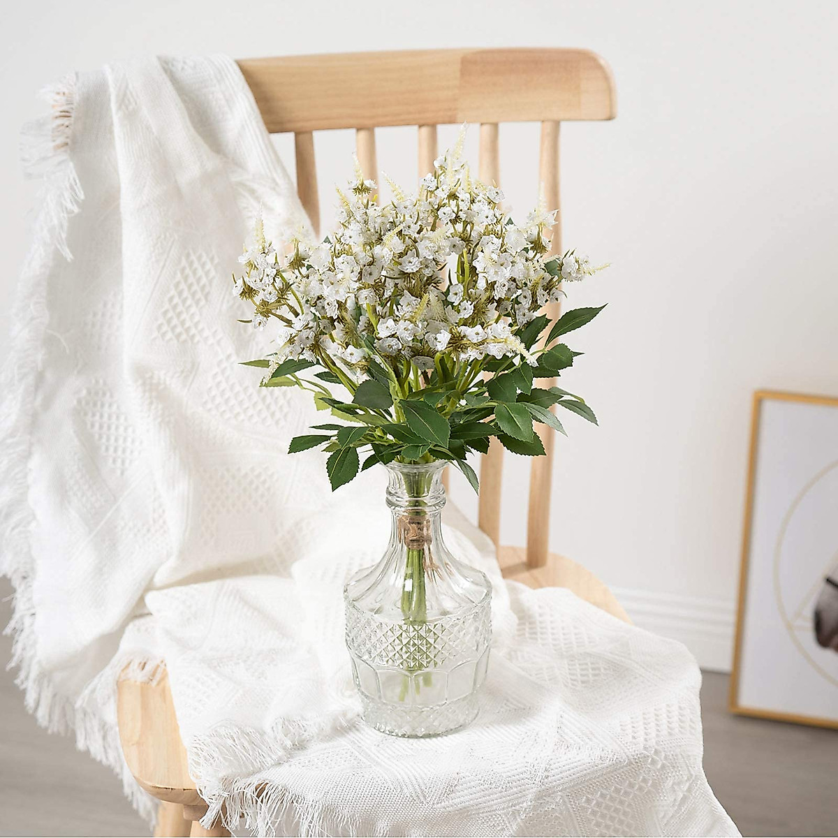 Houele - 6 Pcs Artificial White Flowers, Artificial Plants & Flowers, Long Stem Plastic Flowers for Home Hotel Office Wedding Party Garden Decor