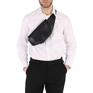 Burberry Men's Black Small Topstitched Leather Olympia Bum Bag