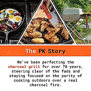 PK Grills Charcoal BBQ Grill and Smoker Combination PK360 Cast Aluminium Portable Outdoor Barbecue Grill Smoker for Camping, Tailgating, Park Grilling, PK360-BTBX-D, Graphite