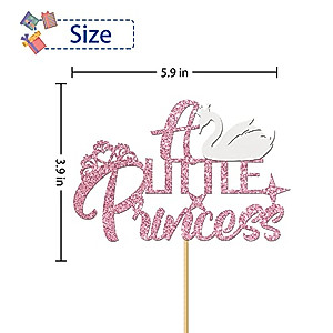 RoadSea A Little Princess Cake Topper - Gender Reveal Party Cake Supplies - Swan Welcome Baby Girl 1st Birthday Party Decorations - Pink Glitter