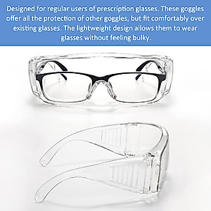 Queekay Safety Glasses over Eyeglasses Anti Dust Impact Scratch Safety Goggles for Men Women Nurses Workers Architect Lab(20 Pairs)