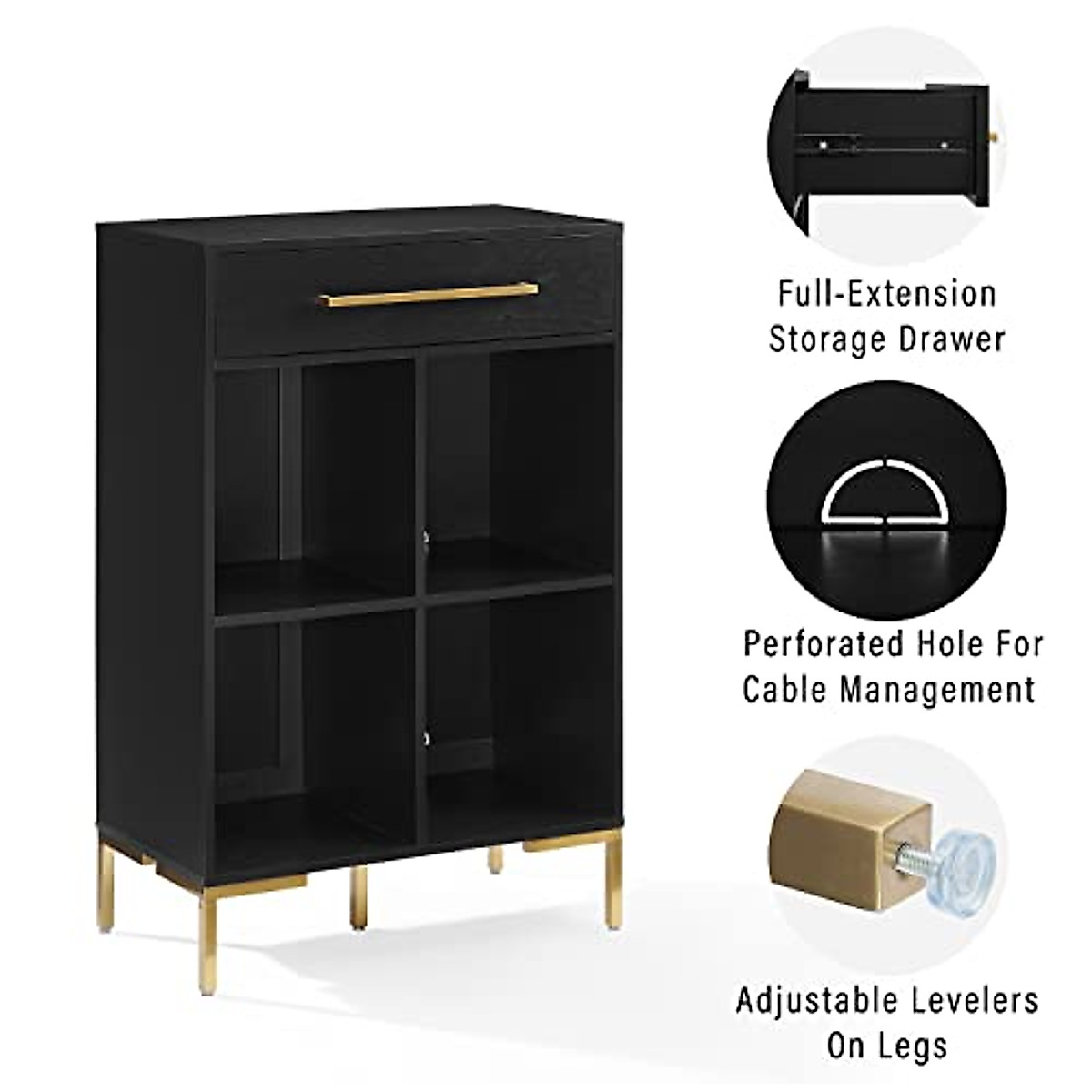Crosley Furniture Juno Record Storage Cube Bookcase, Black