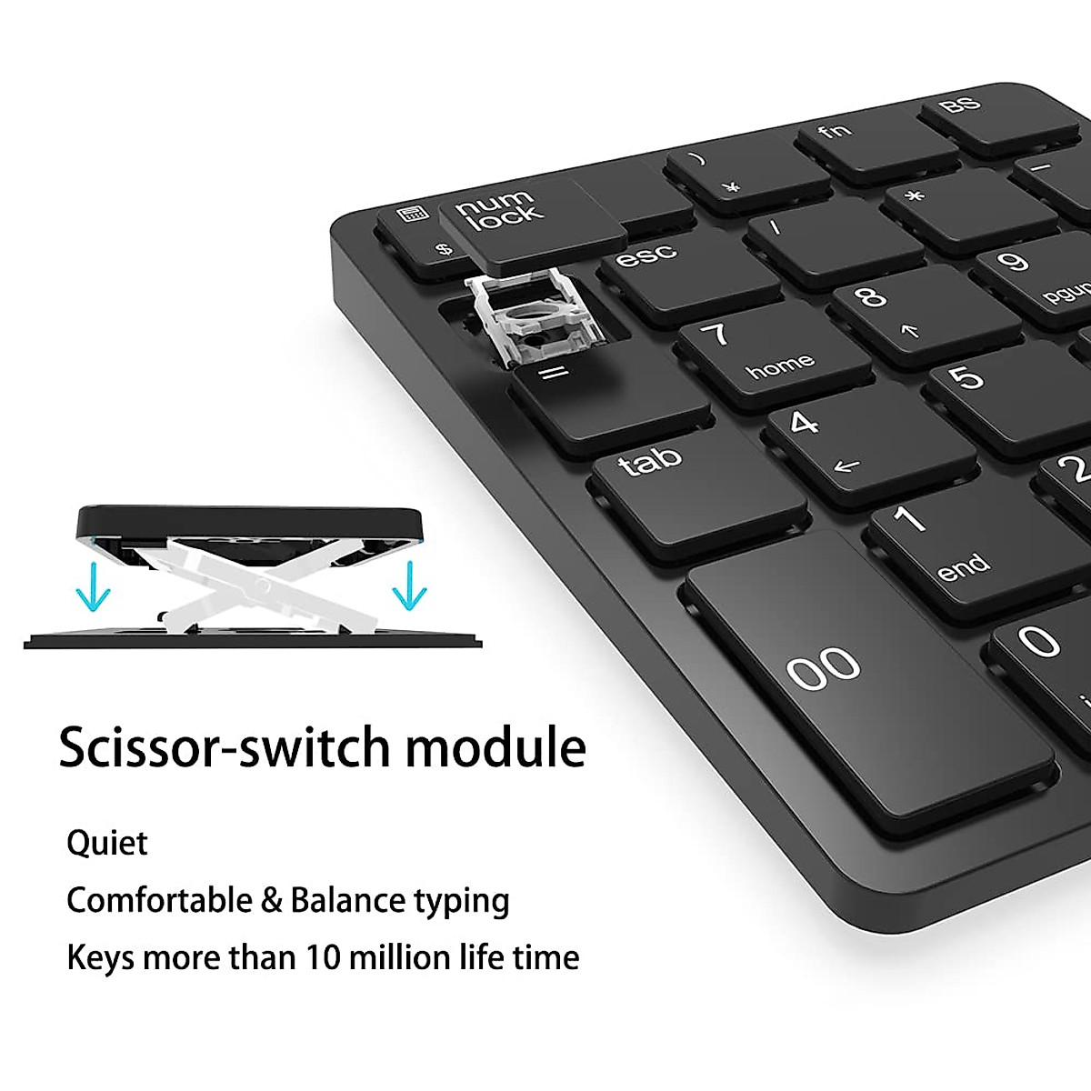 Wireless Number Pads, Numeric Keypad Numpad 26 Keys Portable 2.4 GHz Financial Accounting Number Keyboard Extensions 10 Key USB Keypad, PC, Desktop, Small Keyboard, Notebook (Black)