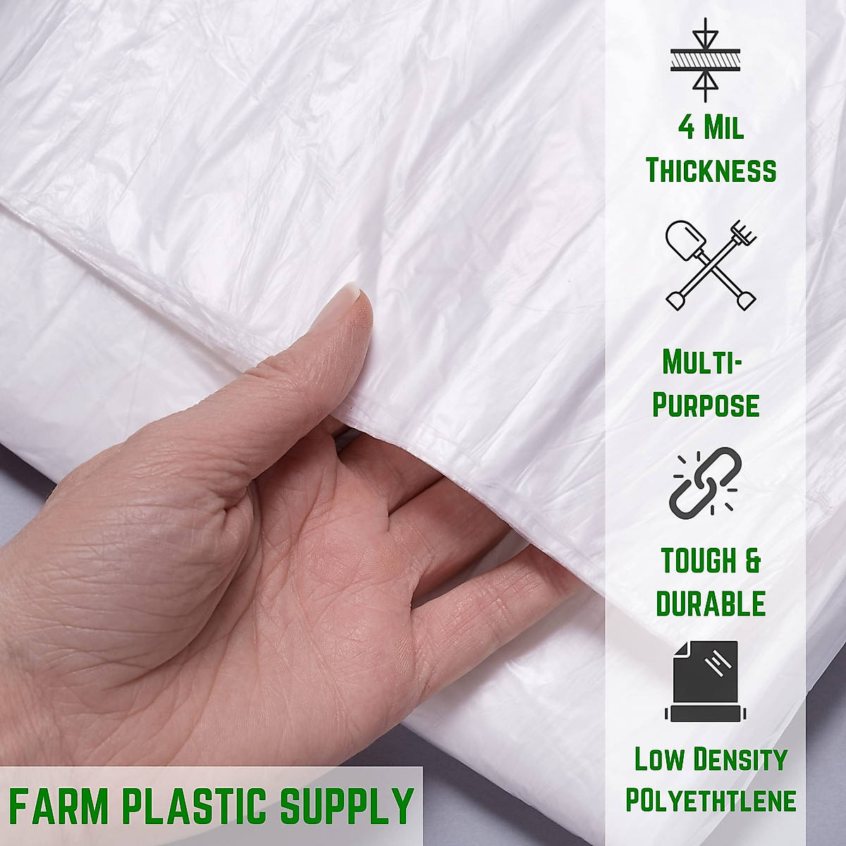 Farm Plastic Supply - Clear Plastic Sheeting - 4 mil - (6' x 100') - Thick Plastic Sheeting, Heavy Duty Polyethylene Film, Drop Cloth Vapor Barrier Covering for Crawl Space