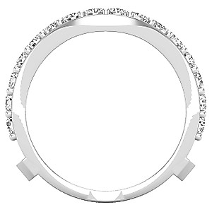 Dazzlingrock Collection 1.75 Carat (ctw) Round Lab Grown Diamond Ladies Wedding Enhancer Guard Double Ring, 18K White Gold, Size 6