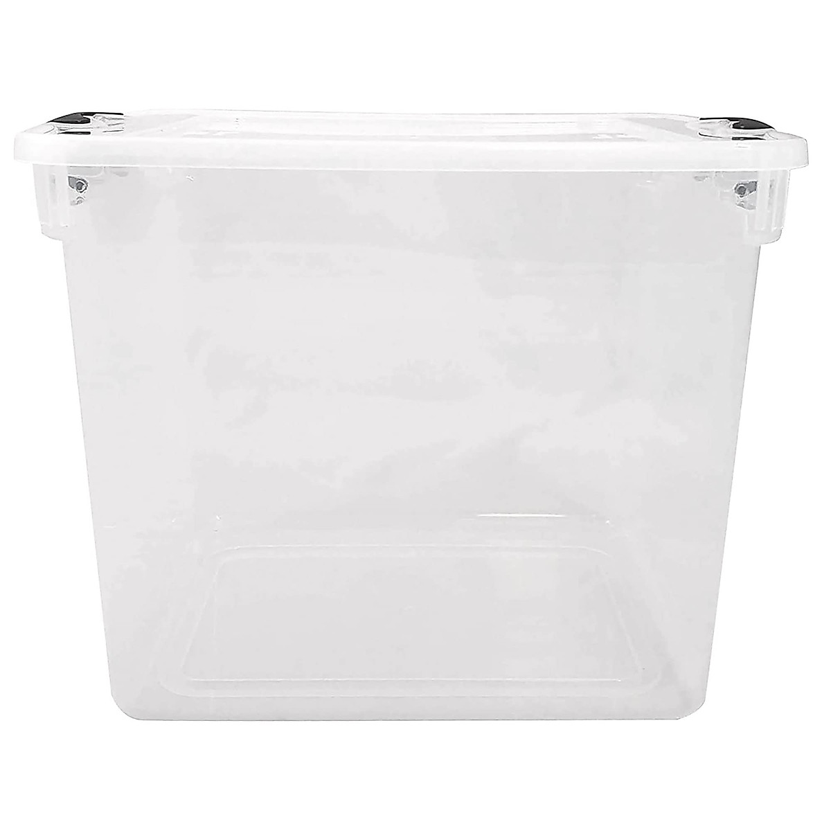 Homz 31 Quart Secured Seal Latch Extra Large Single Clear Stackable Storage Container Tote with Grey Handles for Home, Garage, or Basement (8 Pack)