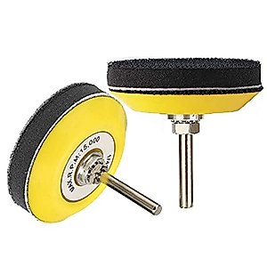 YAKAMOZ 2 Pack 3-Inch Hook and Loop Sanding Backing Pad with 1/4 Inch Shank and Soft Foam Layer Buffering Pad Polishing Tool Kit for Drill Air Die Grinder Sander Grinding Rotary Tool