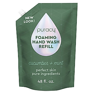 Puracy Foaming Hand Soap Refill - Plant-Powered Natural Hand Soap As Seen on TikTok, Non-Toxic, Sulfate-Free Liquid Soap, Moisturizing Foam Handwash Liquid (Cucumber & Mint, 48 fl oz)