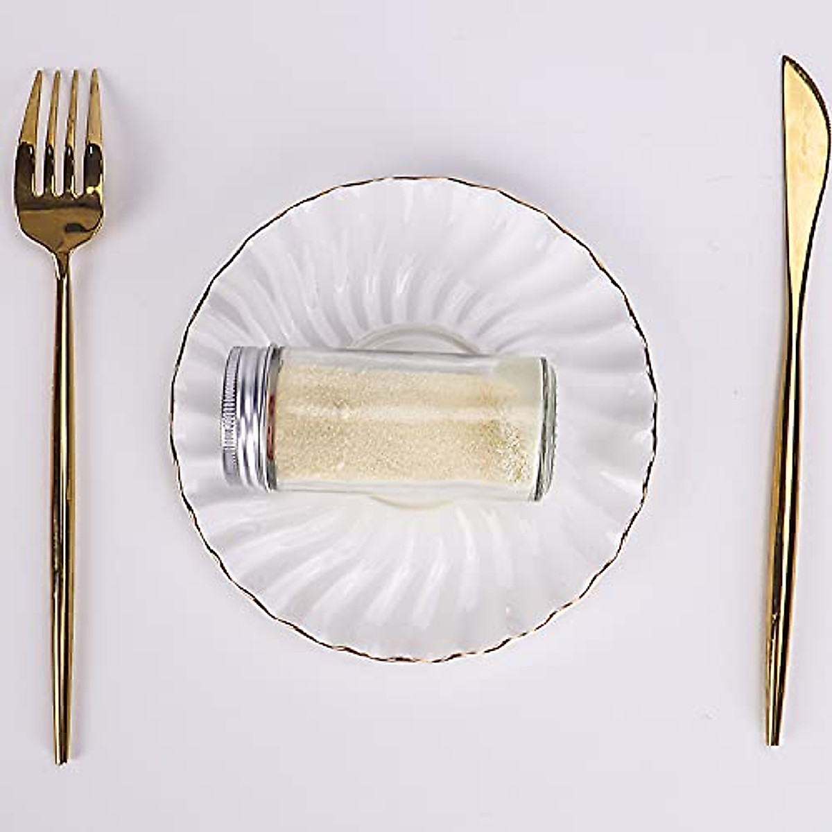 Tebery 12 Pack Round Spice Bottles 3oz Glass Spice Jars with Silver Metal Lids, Shaker Tops, Wide Funnel and Labels