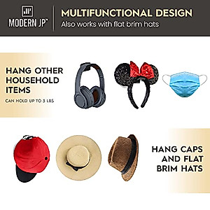 Modern JP Adhesive Hooks for Disney Ears (16-Pack) - Minimalist Disney Ear Holder, No Drilling Headband Holder Design, Strong Hold Headband Organizer - U.S. Patent Pending, Black