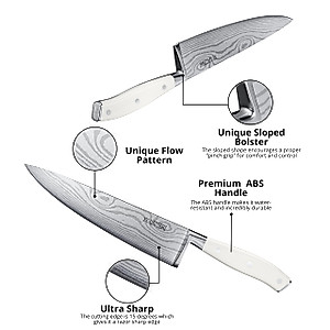 Yatoshi 12 Piece White Knife Block Set - Pro Kitchen Knife Set Ultra Sharp High Carbon Stainless Steel with Ergonomic Handle