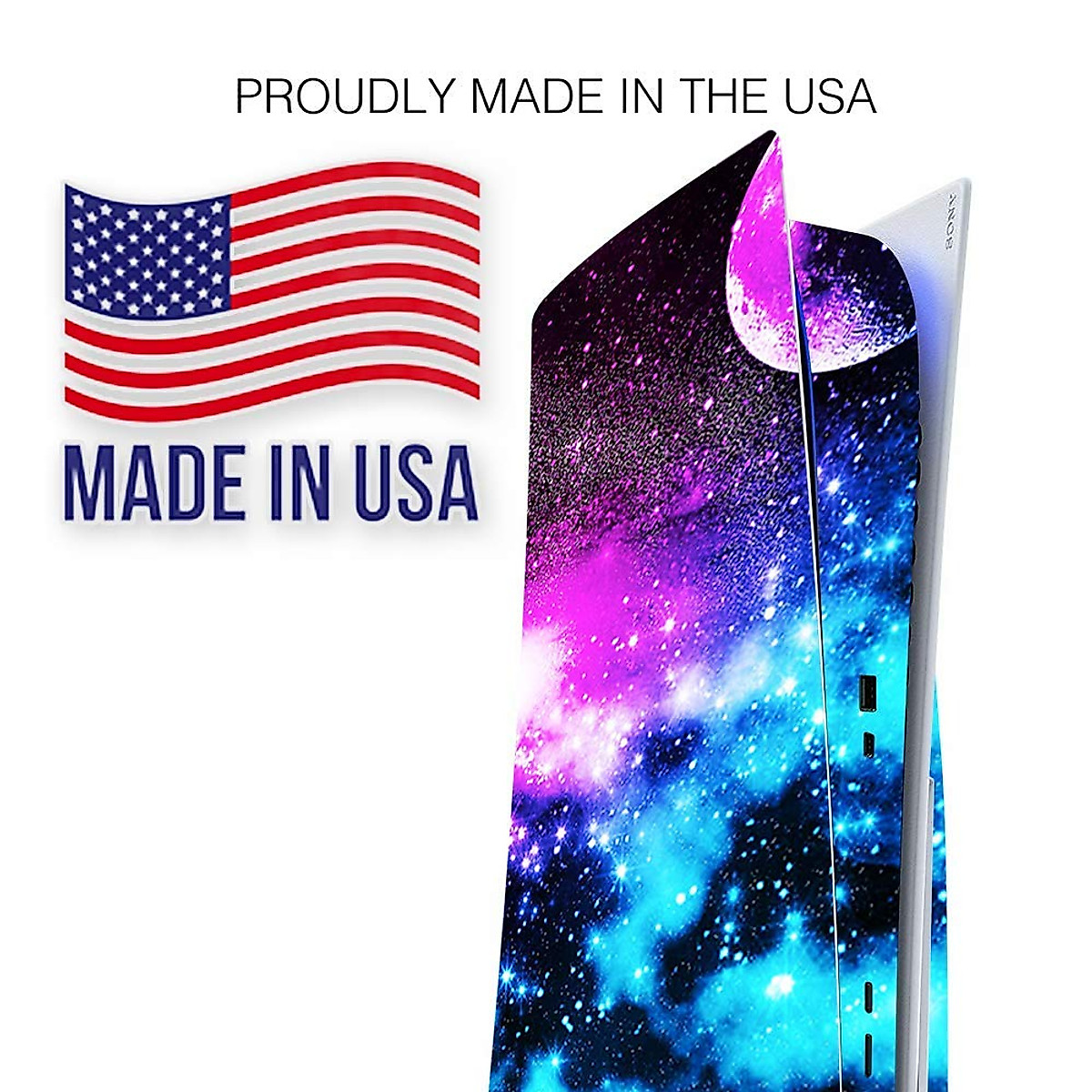 ITS A Skin Skins Compatible with Sony Playstation 5 Console Disc Edition - Protective Decal Overlay Stickers wrap Cover - Galaxy Fluorescent