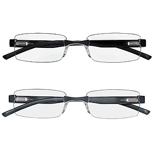 Success Eyewear Reading Glasses Set of 2 Rimless Ultra Lightweight Comfort Glasses for Reading for Men and Women Set of Black and Grey Matte 2.75