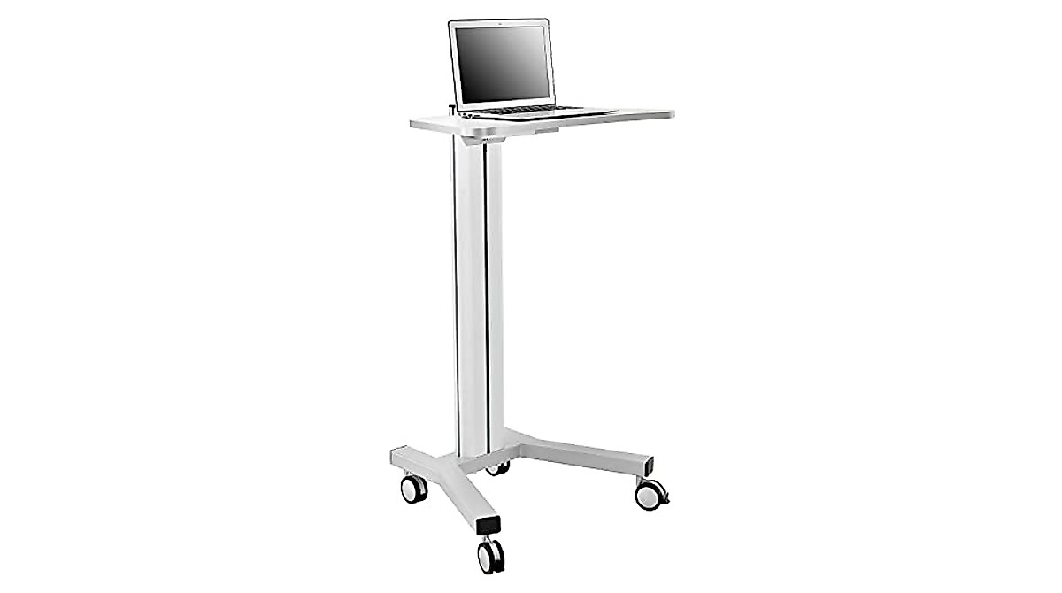 Adjustable Mobile Laptop Workstation with Power Strip