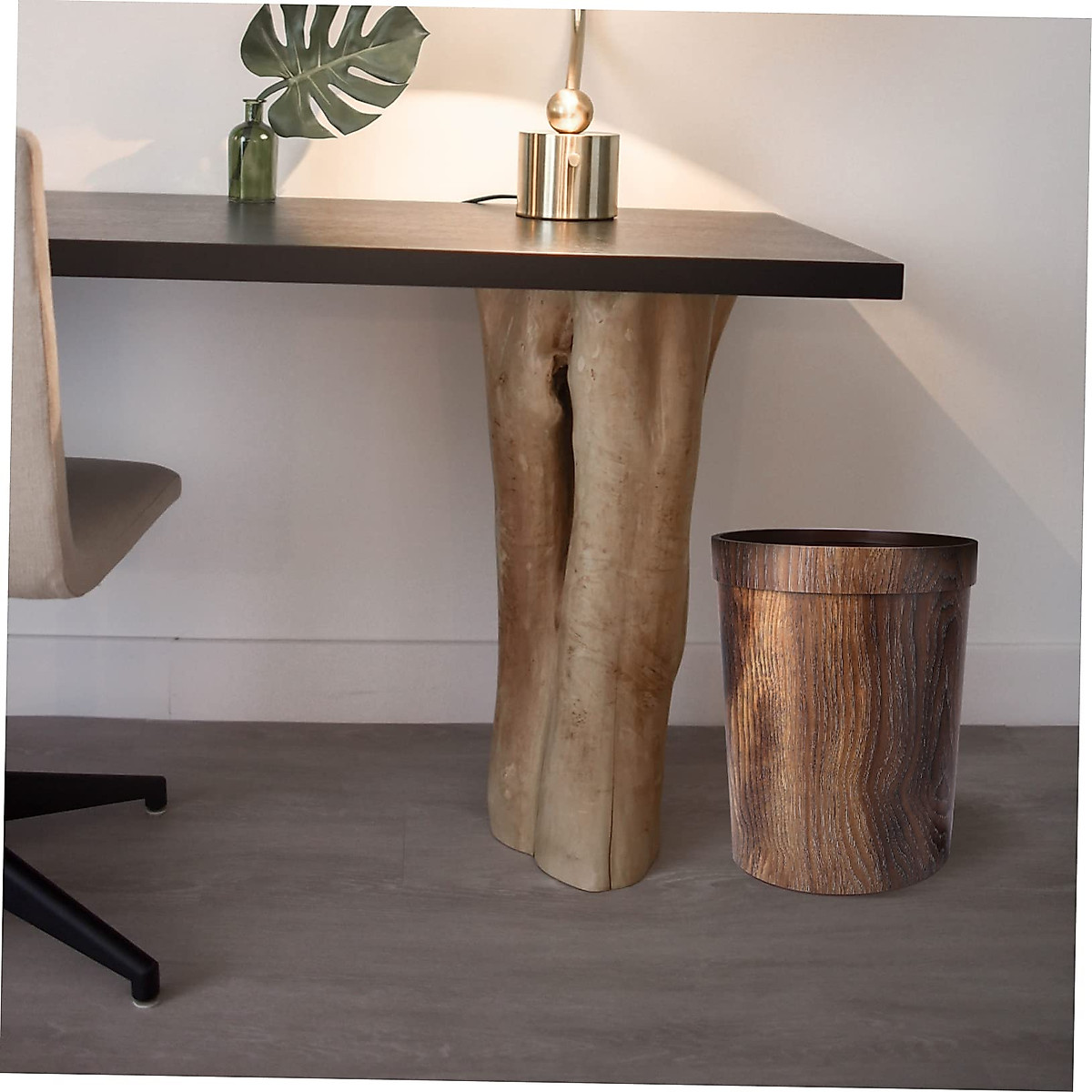 Levemolo Retro Trash Can, Brown, Polypropylene, Open-Top