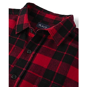 The Children's Place Men's Son Matching Long Sleeve Button Up Shirt, Spruce Plaid Flannel-Dad, X-Large