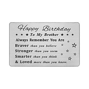 DEGASKEN Brother Birthday Cards Gifts - You Are Loved More Than You Know - Personalized Steel Engraved Wallet Card