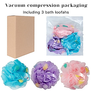 BCKENEY Bath Loofah Shower Sponge Body Back Scrubber Soft Mesh Shower Puffs Exfoliating Loofa for Women & Men Bath Accessories Cleaning Tool (3Pcs 40G S, Sponge Style)