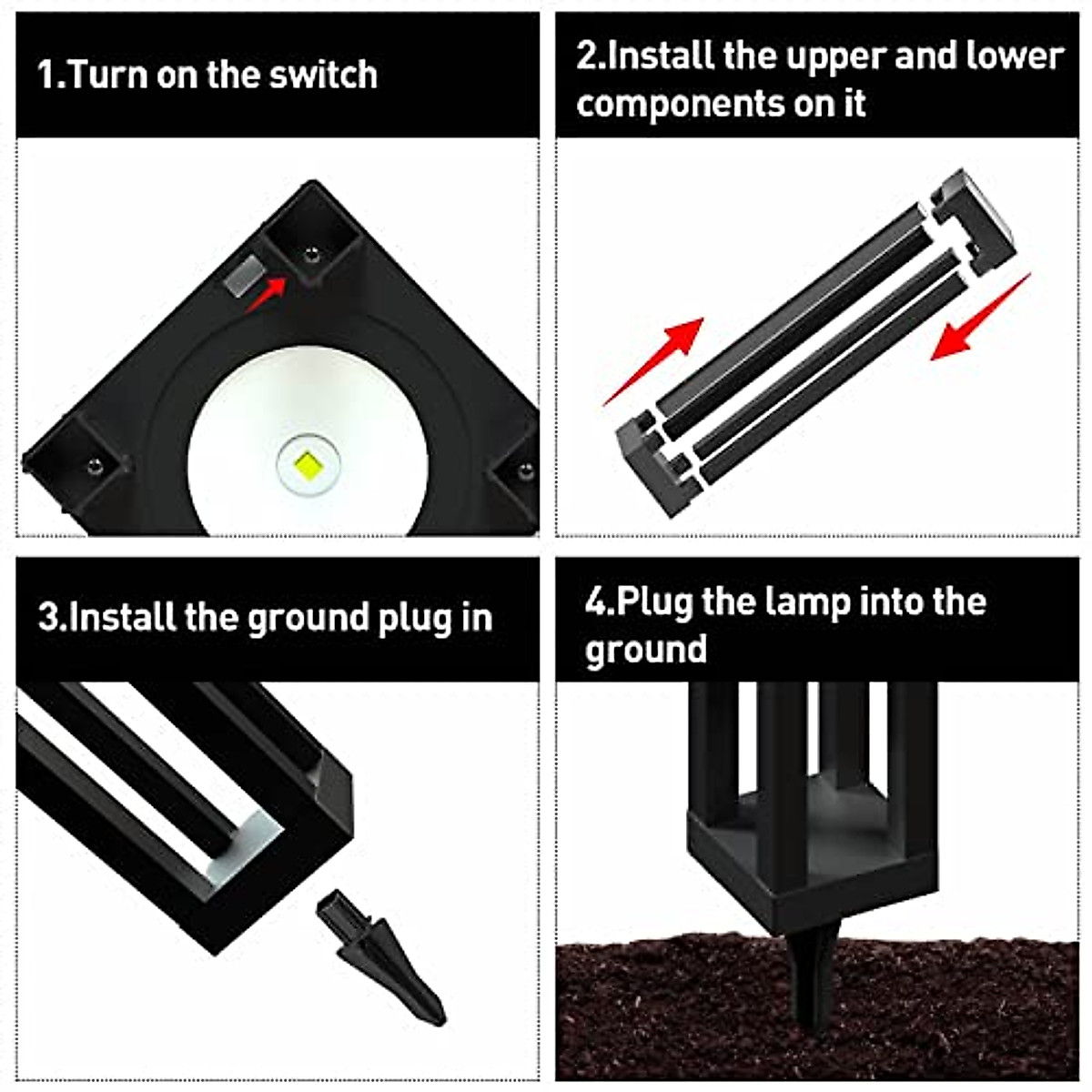 Solar Pathway Lights Outdoor Waterproof 19", 4 Pack Outdoor Floor Lamps Stainless Steel Decorative, Solar Path Lights for Walkway Pathway Yard Garden Patio Driveway