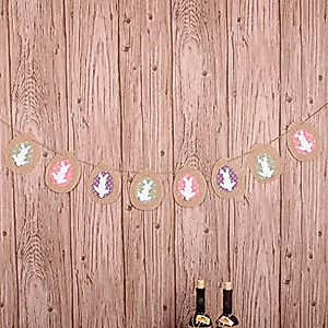 Faylapa Bunny Burlap Banner Flags Bunting for Easter Party Favors Decoration Spring Photo Prop