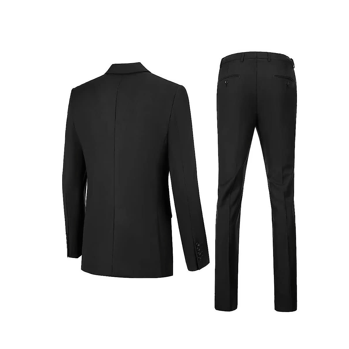 Mens Suit Slim Fit 3 Piece Suits for Men Formal Bussiness Prom Tuxedos Suit Wedding Party Suit Blazer Vest Pants & Tie Black XS