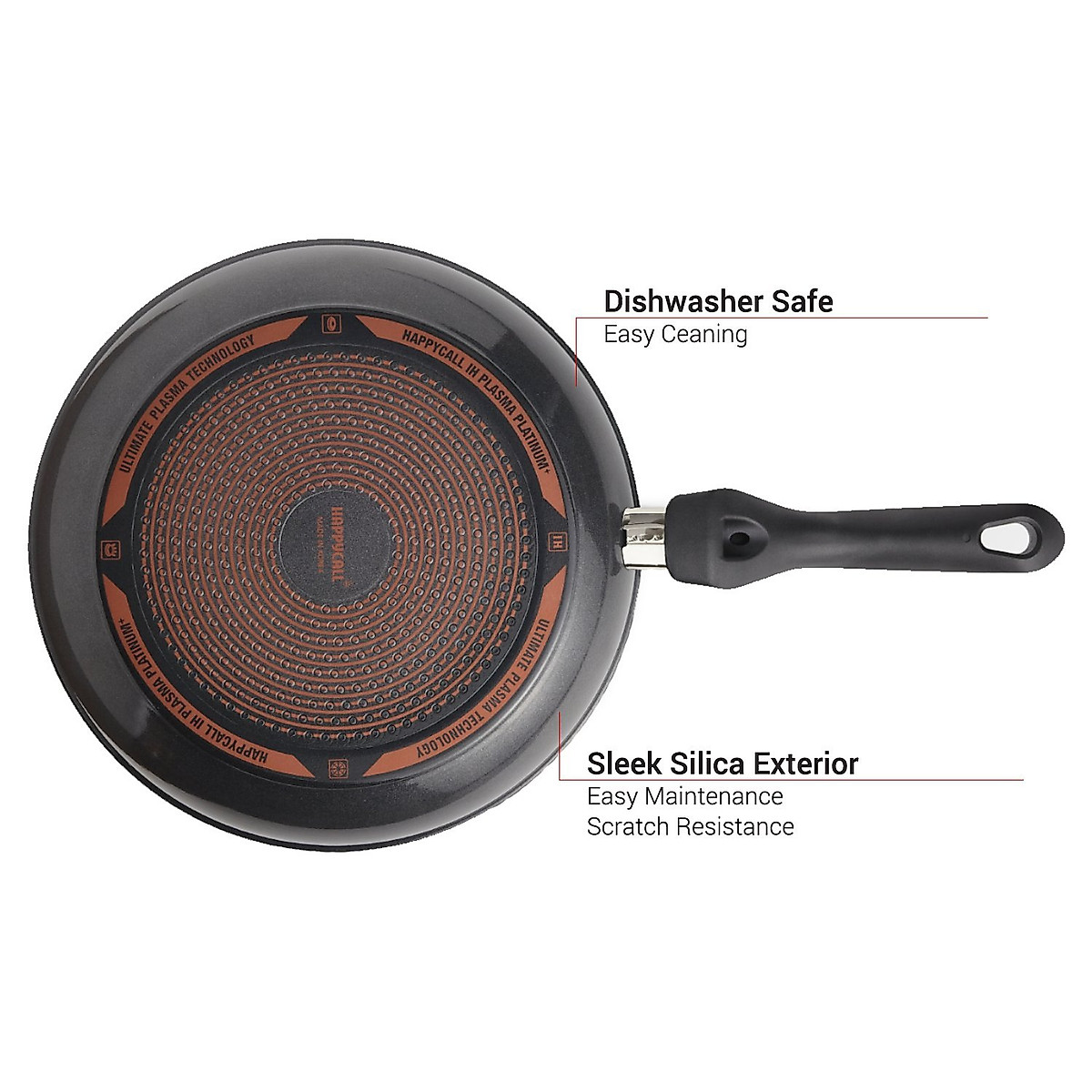 Happycall Induction Titanium Nonstick Frying Pan, Grey, PFOA-free, Skillet, Dishwasher Safe (9inch)