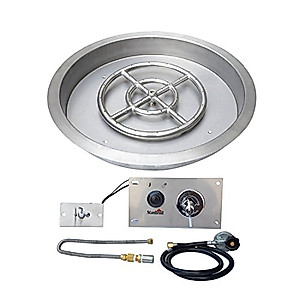 Stanbroil 25 inch Round Drop-in Fire Pit Pan with Spark Ignition Kit Propane Gas Version
