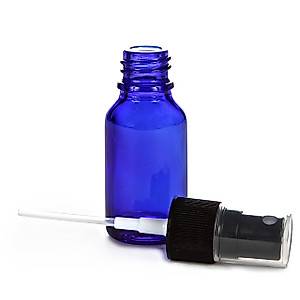 Vivaplex, 24, Cobalt Blue, 15 ml (1/2 oz) Glass Bottles, with Black Fine Mist Sprayer's