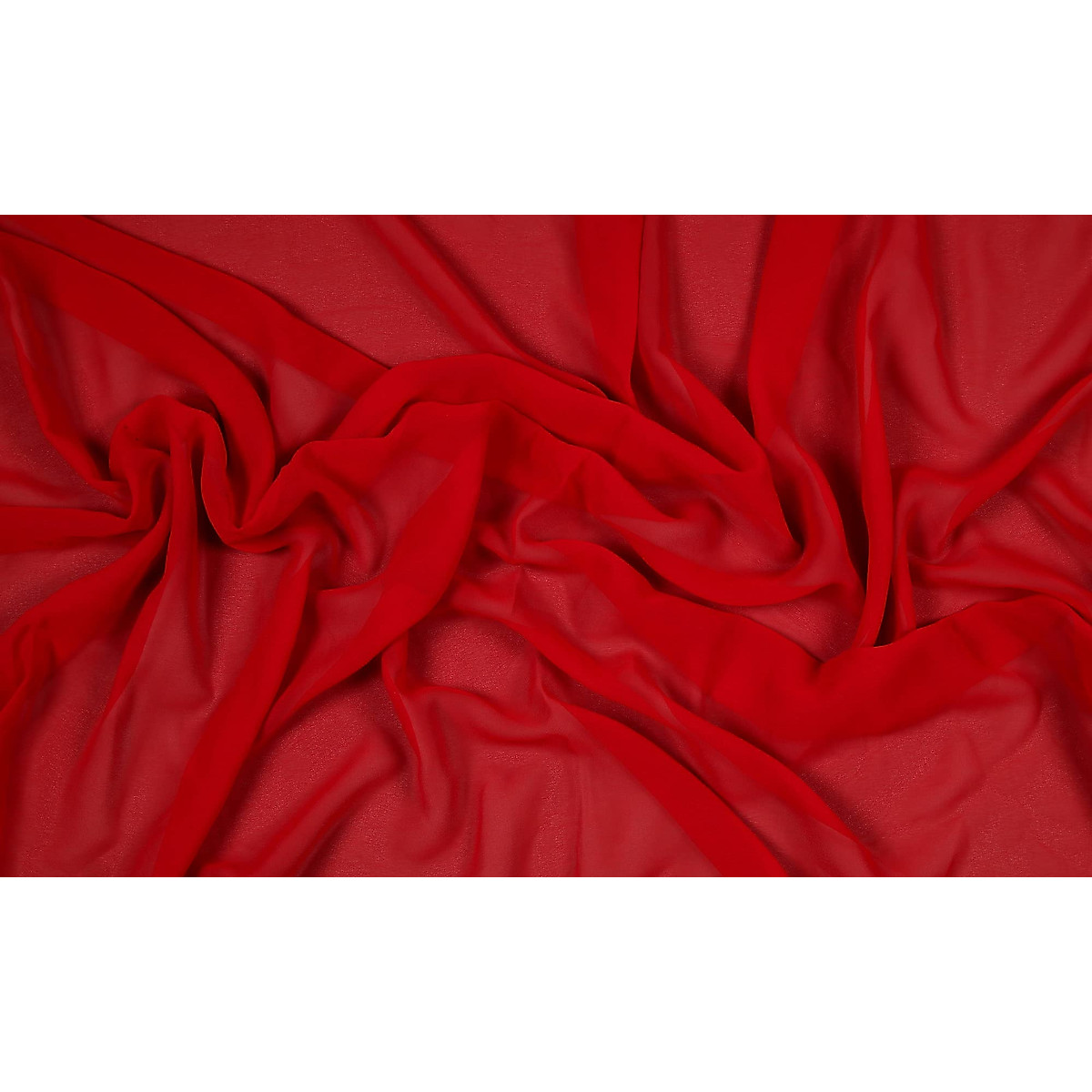 MDS Pack of 5 Yard Bridal Solid Chiffon Fabric for Merry Christmas Xmas New Year Party Home Decorations, Costume, Dress, DIY, Crafts, Silky Light Weight Drapery Fabrics 44" Width - Red