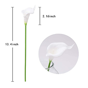 IPOPU 24PCS Artificial Flowers Fake Calla Lily Flowers Real Touch Calla Lily Faux Flowers Arrangement Bouquet for Home Garden Office Party Wedding Bouquet Centerpieces Flower Home Decoration (White)