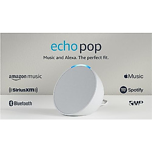 Amazon Echo Pop (newest model), Our smallest Alexa speaker, Fits in any room, Glacier White