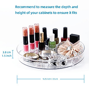 YCLADEC 2 Pack Lazy Susan 9.25" Inch Turntable Organizer Pantry Organization and Storage Container Bins Spice Rack Cabinet Rotating Condiment for Pantry Kitchen Vanity Bathroom Jewelry Holder Clear